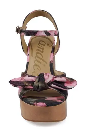 CANDIE'S Knotted Platform Sandal - Black Fabric