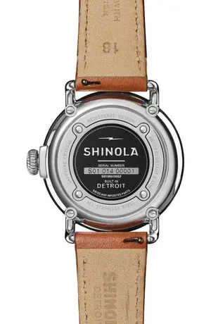 Shinola Runwell Leather Strap Watch - White