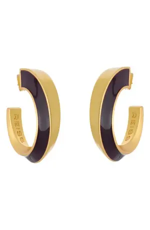 REISS Thalia Twist Enamel Hoop Earrings - Gold Tone/burgundy