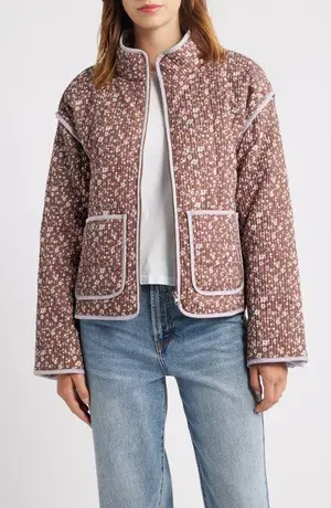 THREAD & SUPPLY Floral Quilted Jacket - Brown Combo