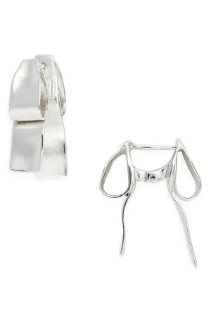 SHANA CAVE Small Bow Hoop Earrings - Silver