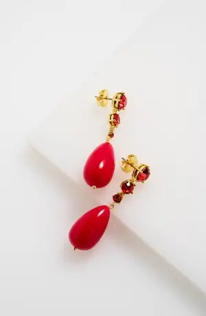 Ted Baker London Pearsti Crystal Drop Earrings - Gold Tone/ruby/hot Pink