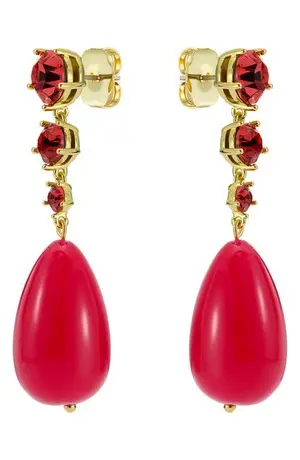Ted Baker London Pearsti Crystal Drop Earrings - Gold Tone/ruby/hot Pink