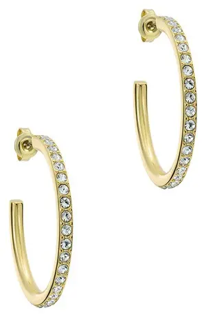 Ted Baker London Clanci Medium Crystal Hoop Earrings Gold Tone/clear Crystal