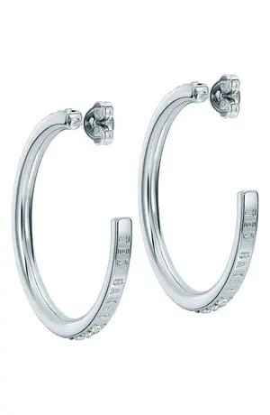 Ted Baker London Clanci Medium Crystal Hoop Earrings - Silver Tone/clear Crystal