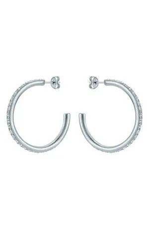 Ted Baker London Clanci Medium Crystal Hoop Earrings - Silver Tone/clear Crystal