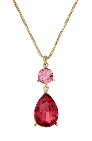 Ted Baker London Crystal Teardrop Pendant Necklace - Gold Tone/pink Multi Crystal