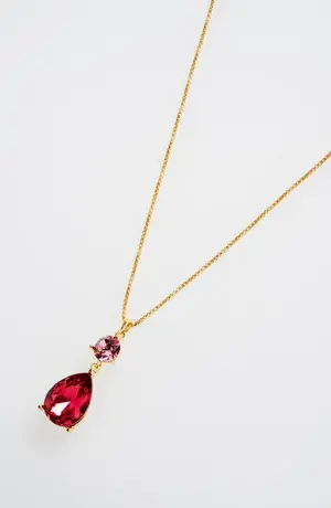 Ted Baker London Crystal Teardrop Pendant Necklace - Gold Tone/pink Multi Crystal