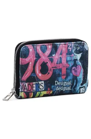 Desigual Logo Print Small Zip Around Wallet