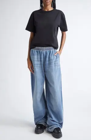 Alexander Wang Elastic Waist Brushed Denim Sweatpants