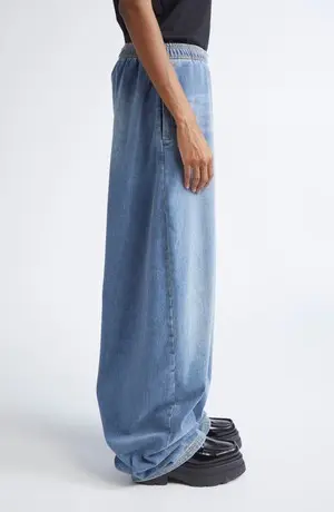 Alexander Wang Elastic Waist Brushed Denim Sweatpants