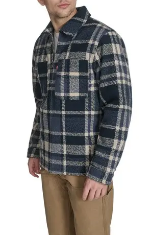 LEVI'S Zip Front Plaid Shacket - Blue Surf