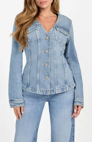 Guess Camille Denim Blazer - Blue