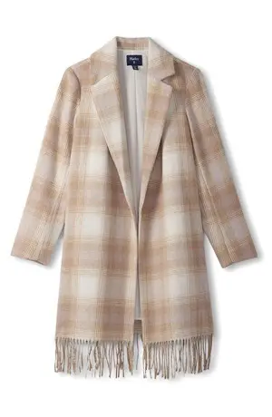 HATLEY Plaid Fringe Coat