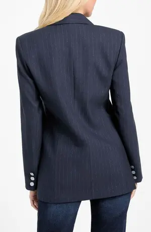 Guess Zanita Pinstriped Double Breasted Blazer