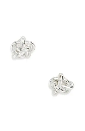 SHANA CAVE Flower Knot Stud Earrings - Silver