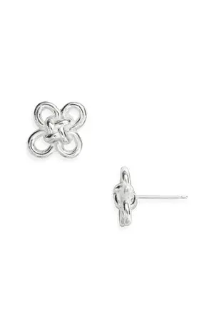SHANA CAVE Good Luck Knot Sterling Stud Earrings - Silver