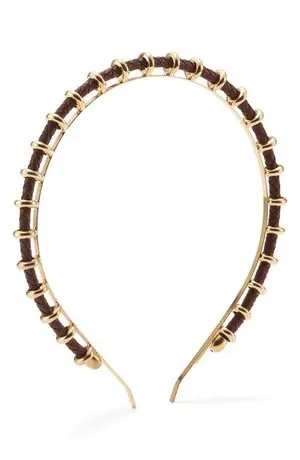 LELET NY Bentley Braided Leather Headband - Chocolate