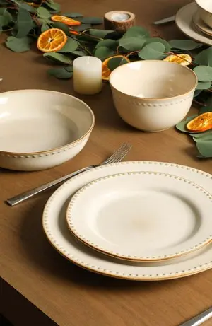 STONE + LAIN Comet Stoneware 12-piece Dinnerware Set - Cream