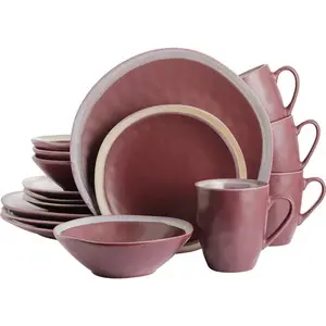 STONE + LAIN Serafina Stoneware 16-piece Dinnerware Set - Wine