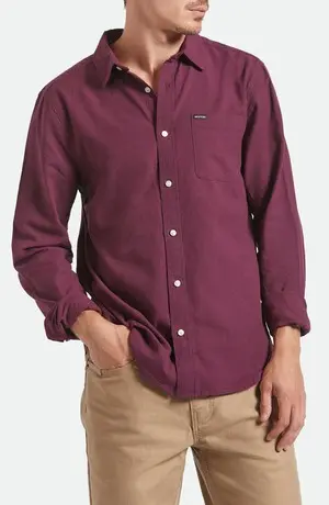 Brixton Charter Cotton Button-up Shirt - Port