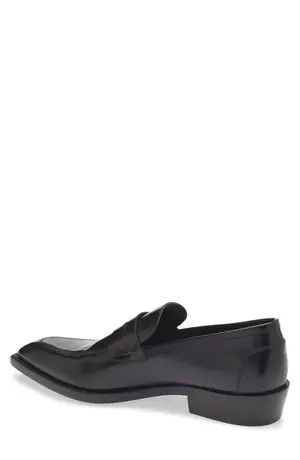 STUART WEITZMAN Camillo Square Toe Suede Penny Loafer - Black