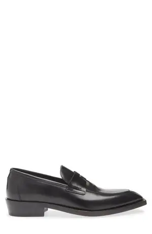 STUART WEITZMAN Camillo Square Toe Suede Penny Loafer - Black