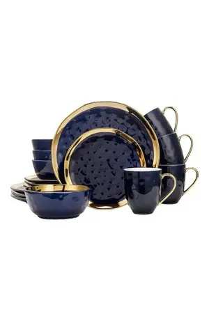 STONE + LAIN Florian Porcelain 16-piece Dinnerware Set - Navy Blue