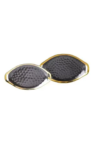 STONE + LAIN Florian Porcelain 2-piece Serving Plate Set - Black