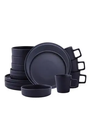 STONE + LAIN Cleo Stoneware 16-piece Dinnerware Set - Dark Blue