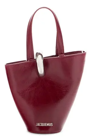 Jacquemus Le Bambola Moyen Leather Bucket Bag - Burgundy 490
