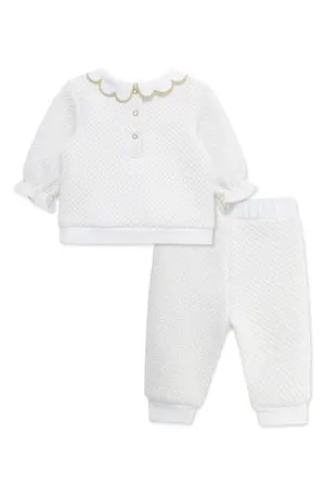 LITTLE ME Bow Collared Top And Joggers Set