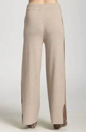 APNY Drawstring Waist Split Hem Pants - Heather Sand