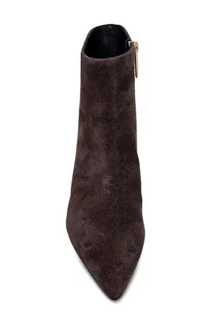 L'Agence Lilly Pointed Toe Bootie - Dark Brown Suede