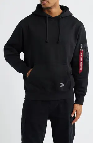 Alpha Industries Utility Pocket Cotton Fleece Hoodie - Black
