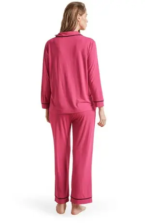 NOM MATERNITY Heart On My Sleeve Maternity Pajama Set - Raspberry