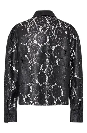 MILLY Arlo Textured Lace Button-up Shirt