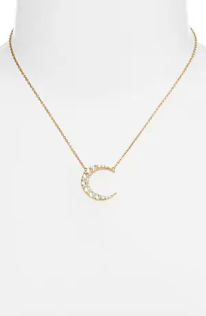 Monica Rich Kosann 18k Diamond And Opal Crescent Moon Pendant Necklace