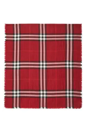 Burberry Reversible Medium Check Wool & Silk Scarf - Oxblood Red/post