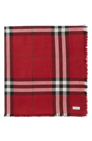 Burberry Reversible Medium Check Wool & Silk Scarf - Oxblood Red/post