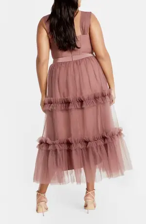 City Chic Tulle Ruffle Dress