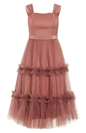 City Chic Tulle Ruffle Dress