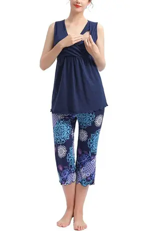 KIMI + KAI Natalie Maternity Nursing 3-piece Pajama Set