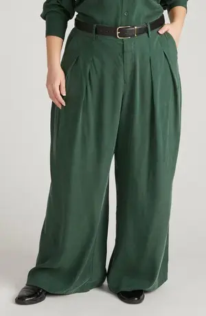 Universal Standard Wide-leg Cupro Pants - Forest Green