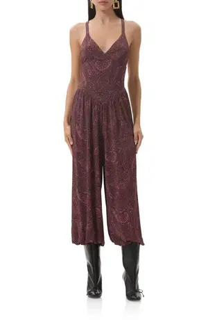 AFRM Bogart Sleeveless Wide Leg Jumpsuit - Chocolate Paisley