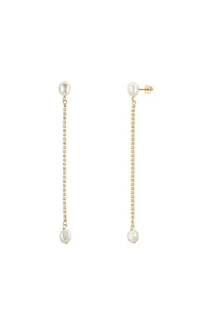 UNTAMED PETALS Sarah Crystal And Pearl Drop Earrings - Gold