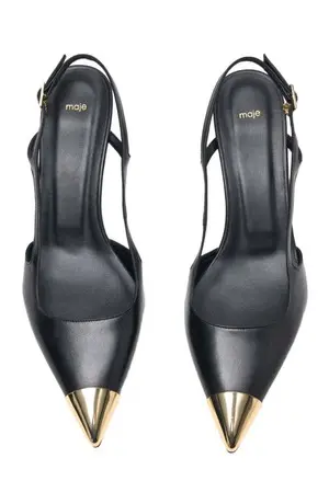 Maje Smooth Leather Slingback Pumps