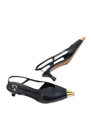 Maje Smooth Leather Slingback Pumps