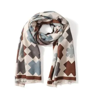 YOUZEY The Charlotte Scarf - Brown/light Blue/cream