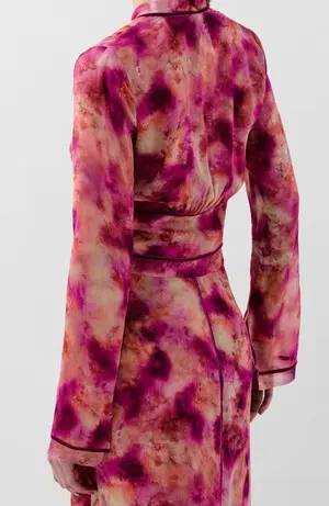 SCALPERS Tie Dye Velvet Trim Blouse